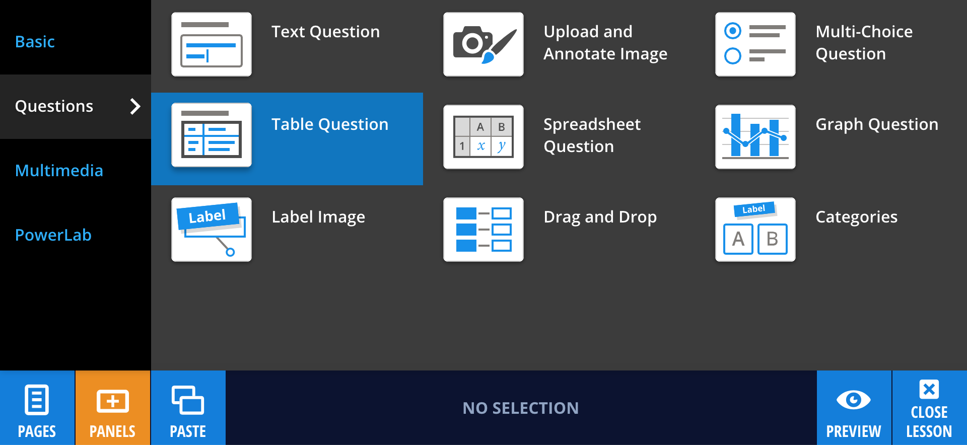 Creating Lt Table Question Panels | ADInstruments